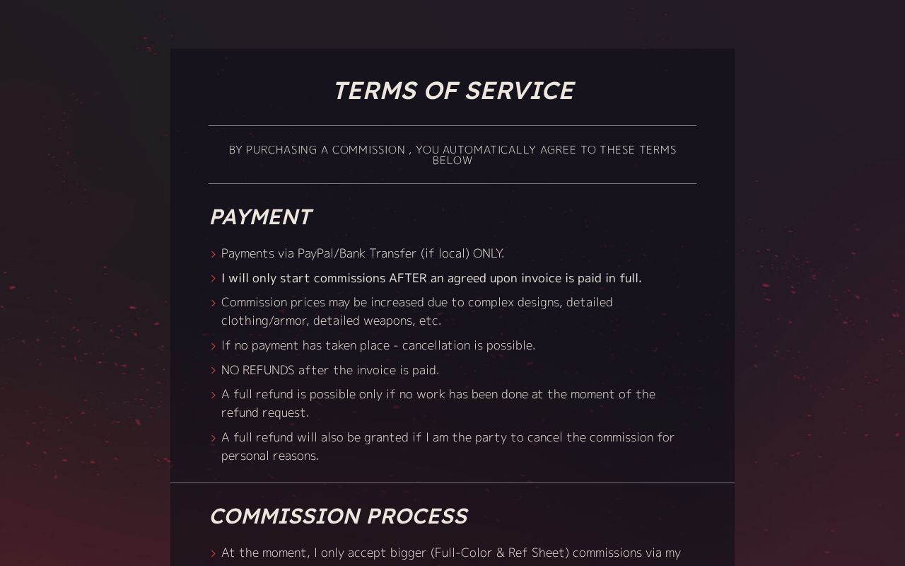 FUDGE'S TERMS OF SERVICE